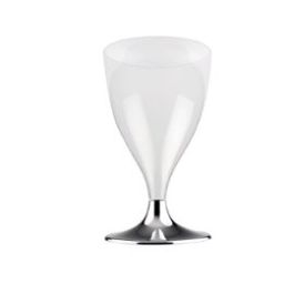 10 verres à eau/vin easy en plastique argent chromé