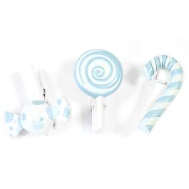 6 pinces décoratives candy bar de couleur bleu ciel